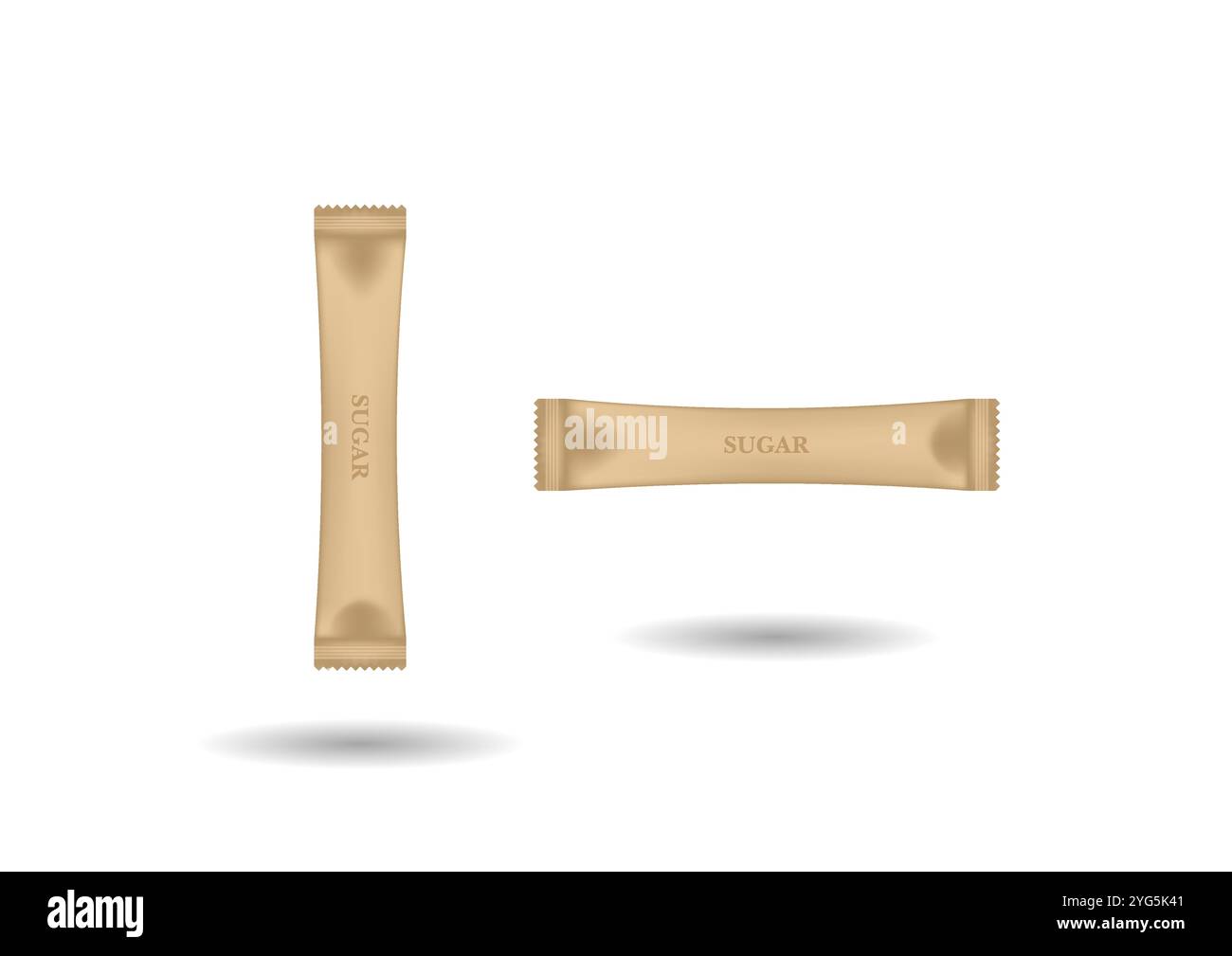 Realistic paper brown sugar stick for coffee vector flat design ...