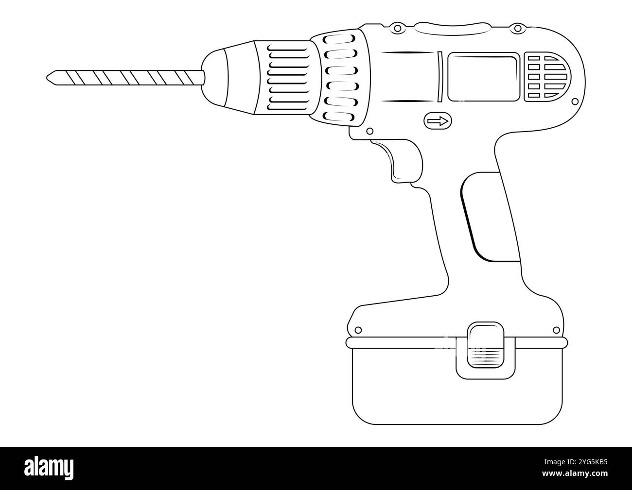 Black and white drill vector flat design isolated on white background ...