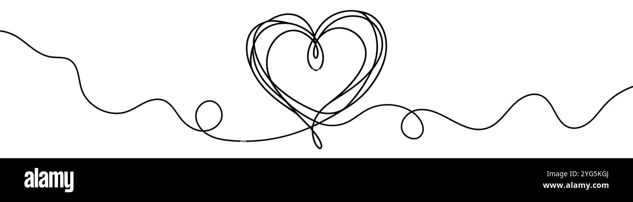 Continuous line drawing a heart shape expressing love and affection ...