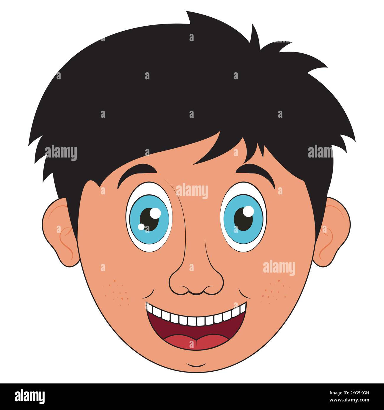 Clipart smiling face of a boy vector flat design isolated on white ...