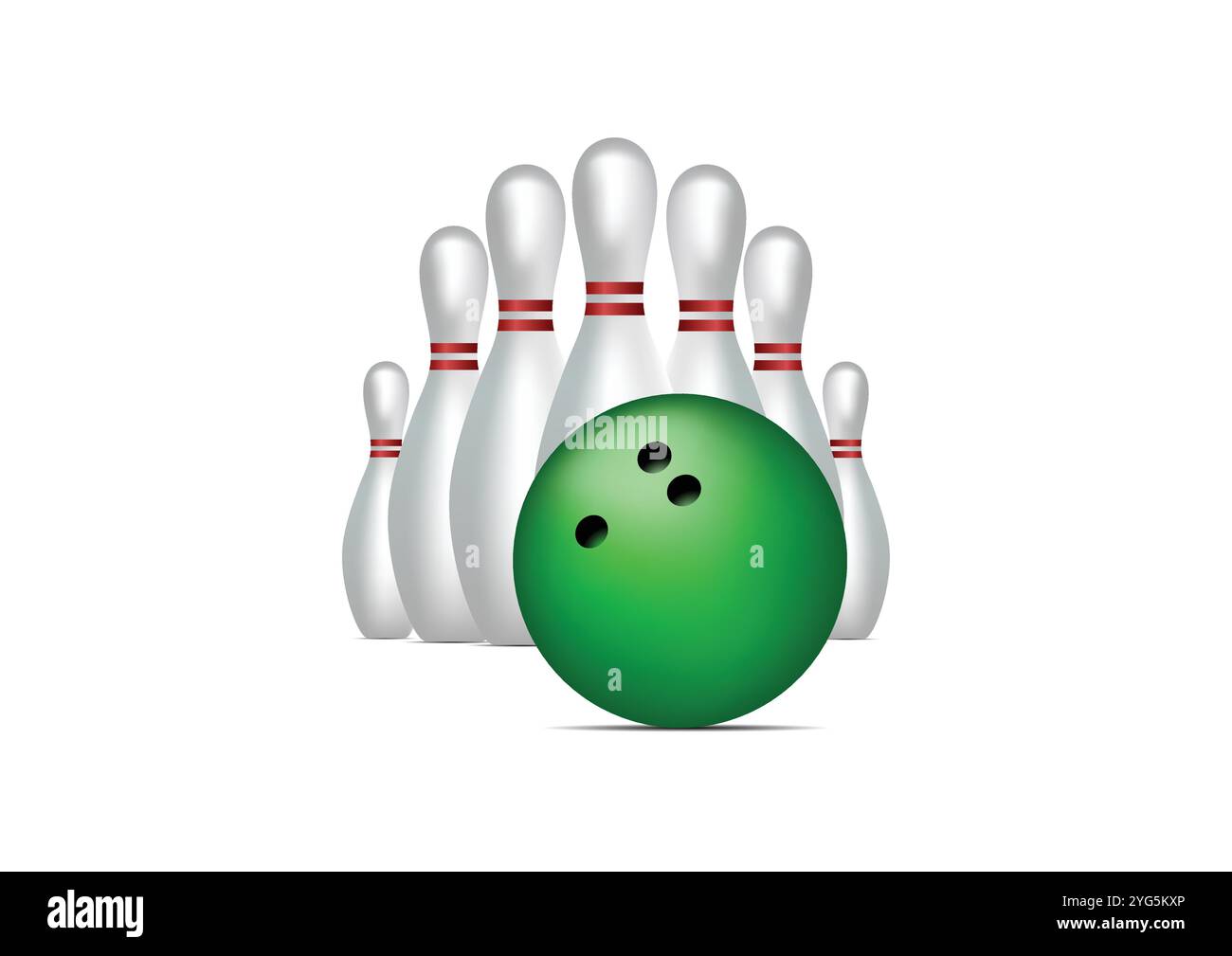 Realistic Bowling ball with pins vector flat design isolated on white ...