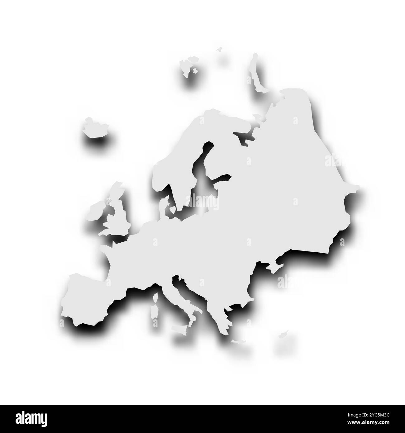 Silhouette map of Europe continent. Grey vector map with dropped shadow ...