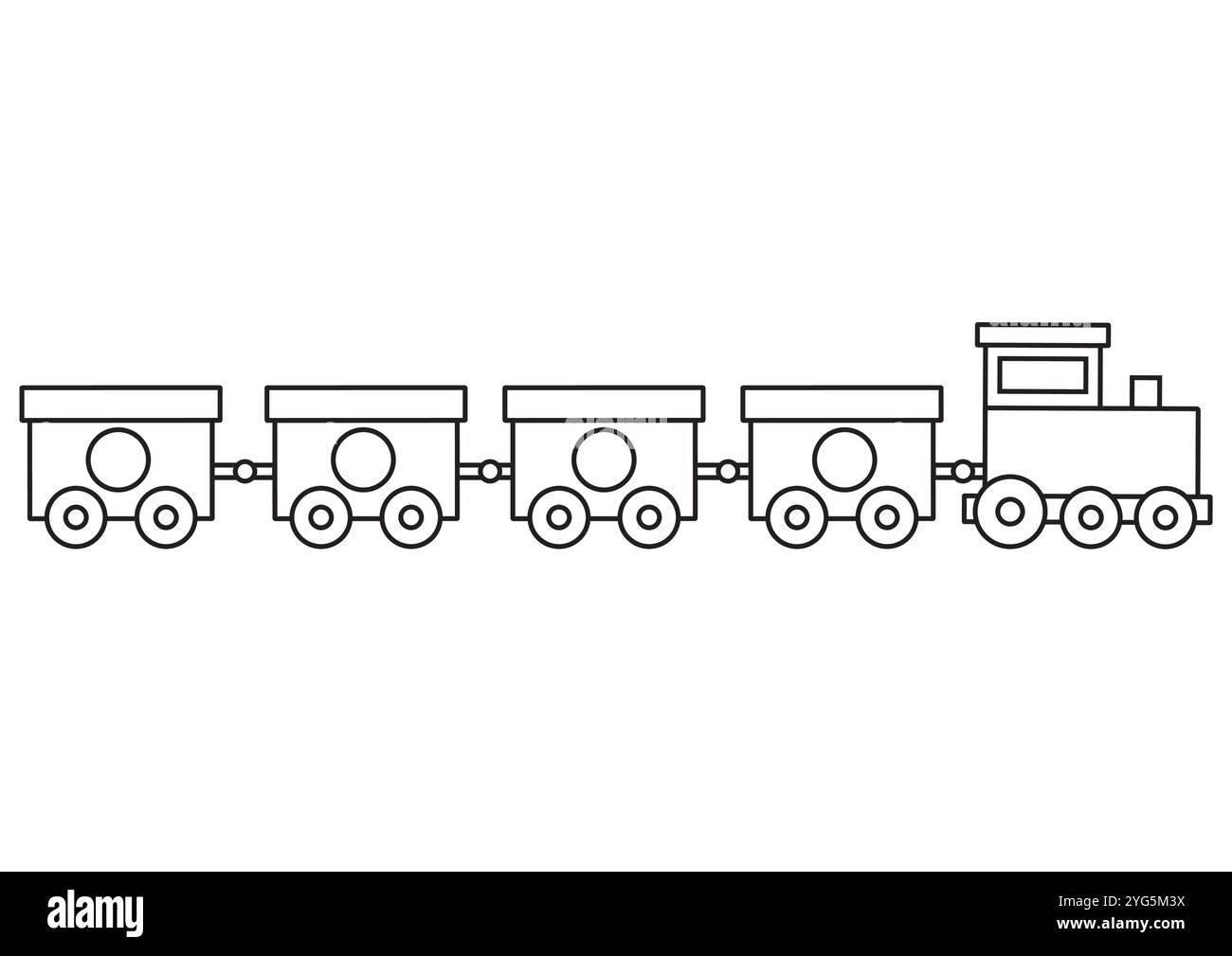 Black and White Train. Coloring page of cartoon Train vector flat ...
