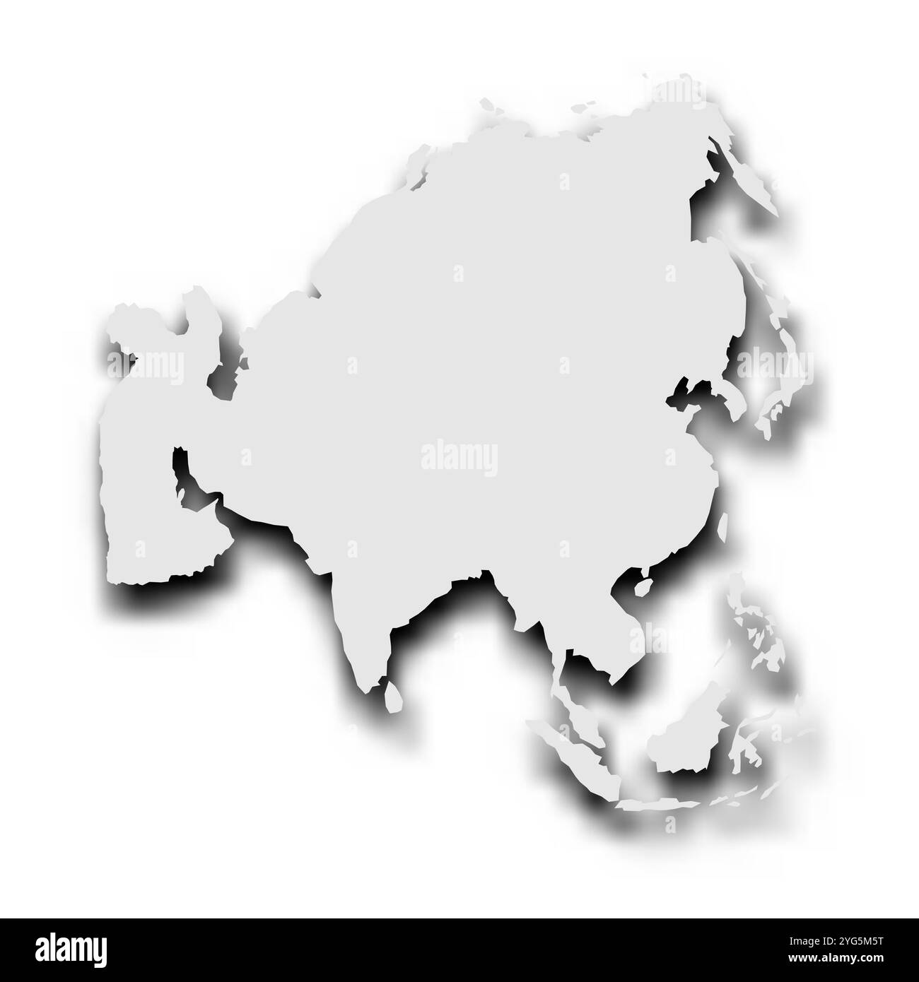 Silhouette map of Asia continent. Grey vector map with dropped shadow ...