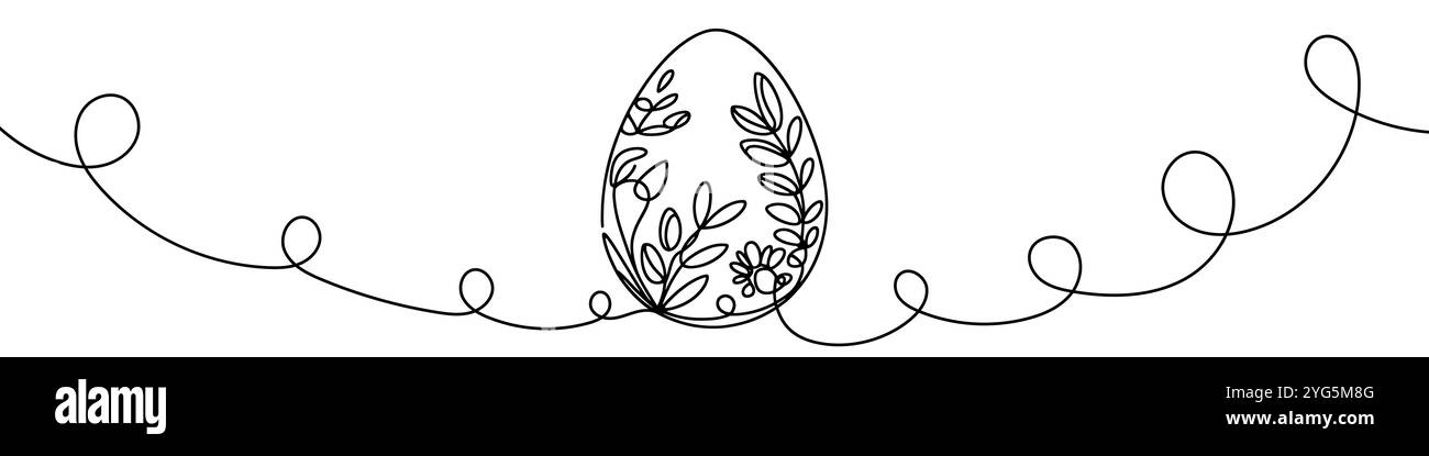 Minimalist continuous one line drawing creating a simple egg. Vector ...