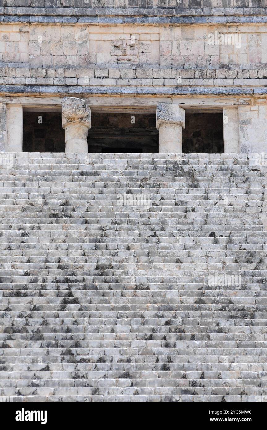 Ancient steps to Chichen Itza entrance with intricate Mayan ...