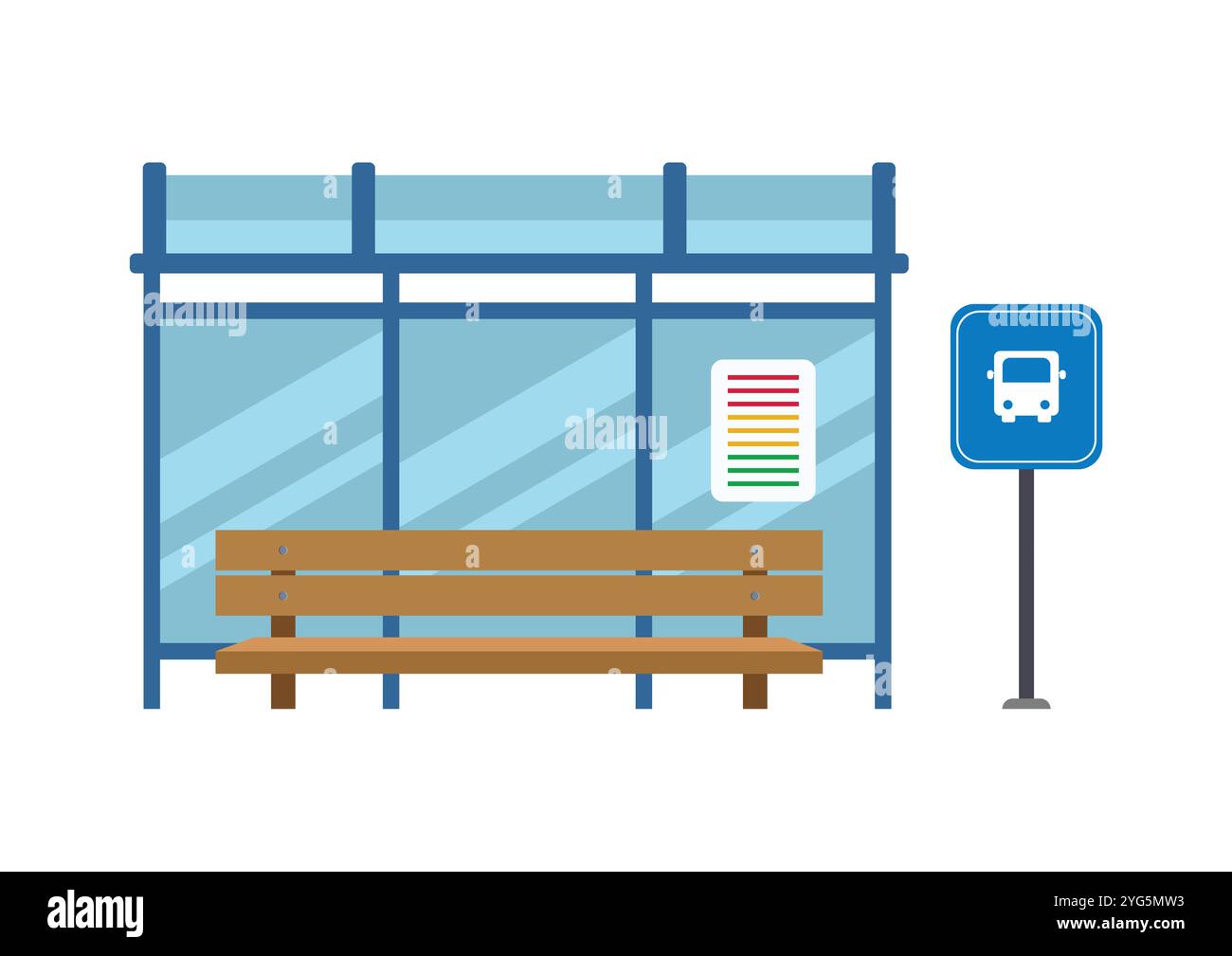 Bus stop station vector flat design isolated on white background Stock ...