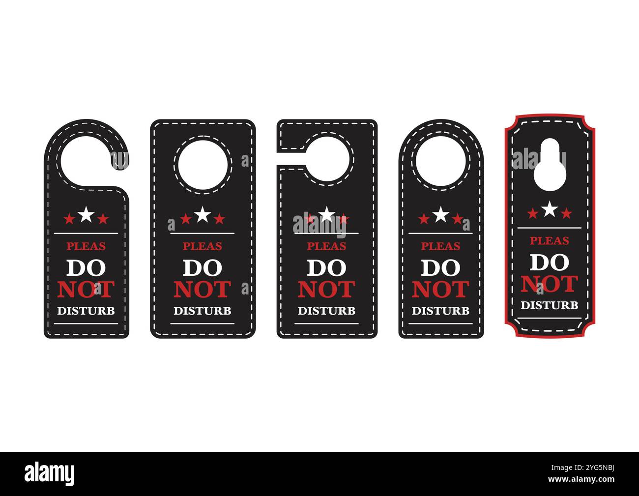 Five different door hanger templates vector flat design isolated on ...