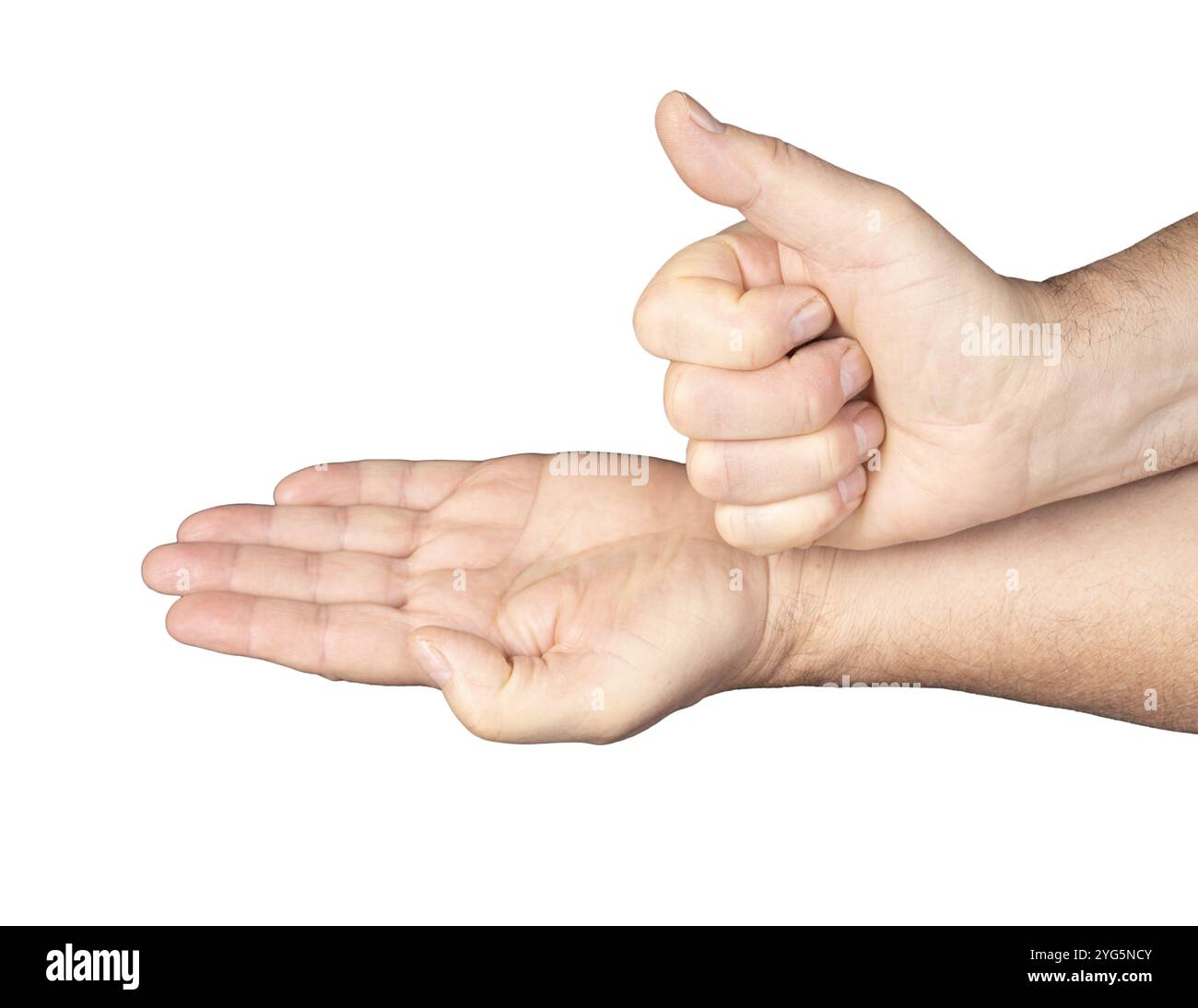 the finger indicating approval and the palm of the hand on a ...