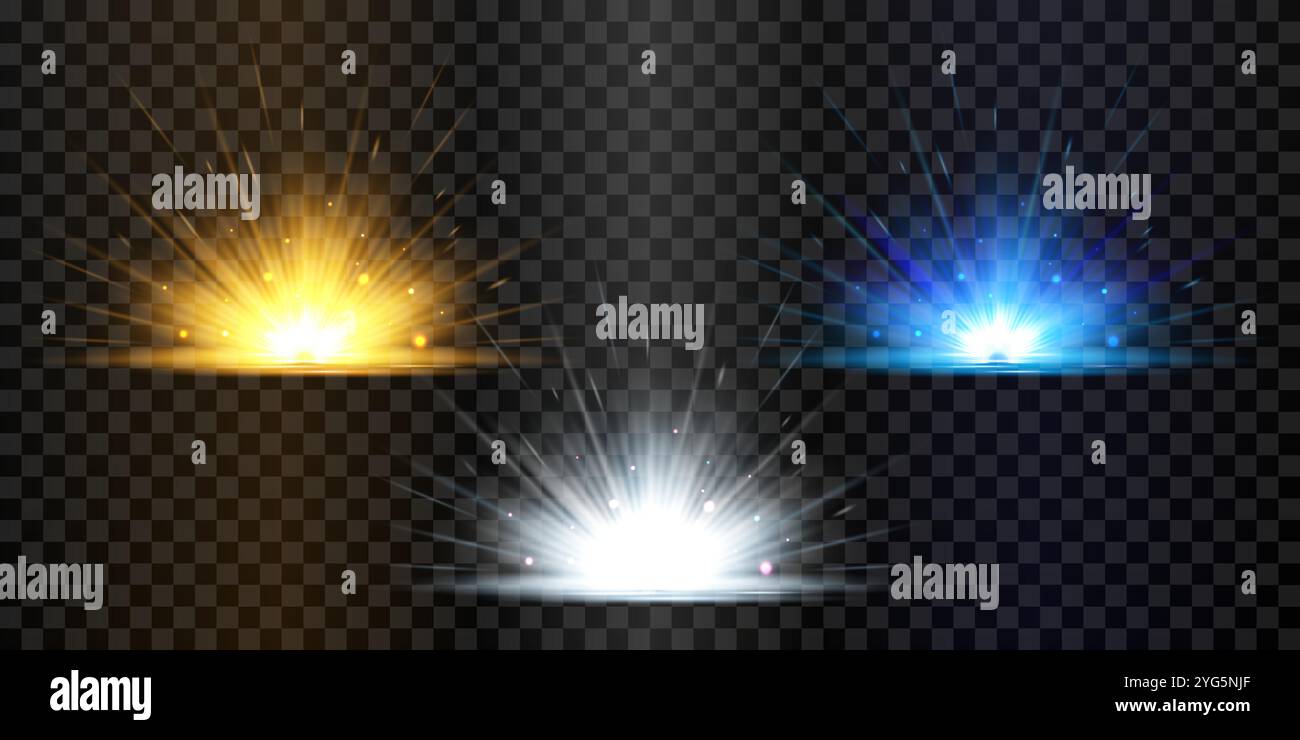 Set of bright light effects. Realistic sunrise Stock Vector Image & Art ...