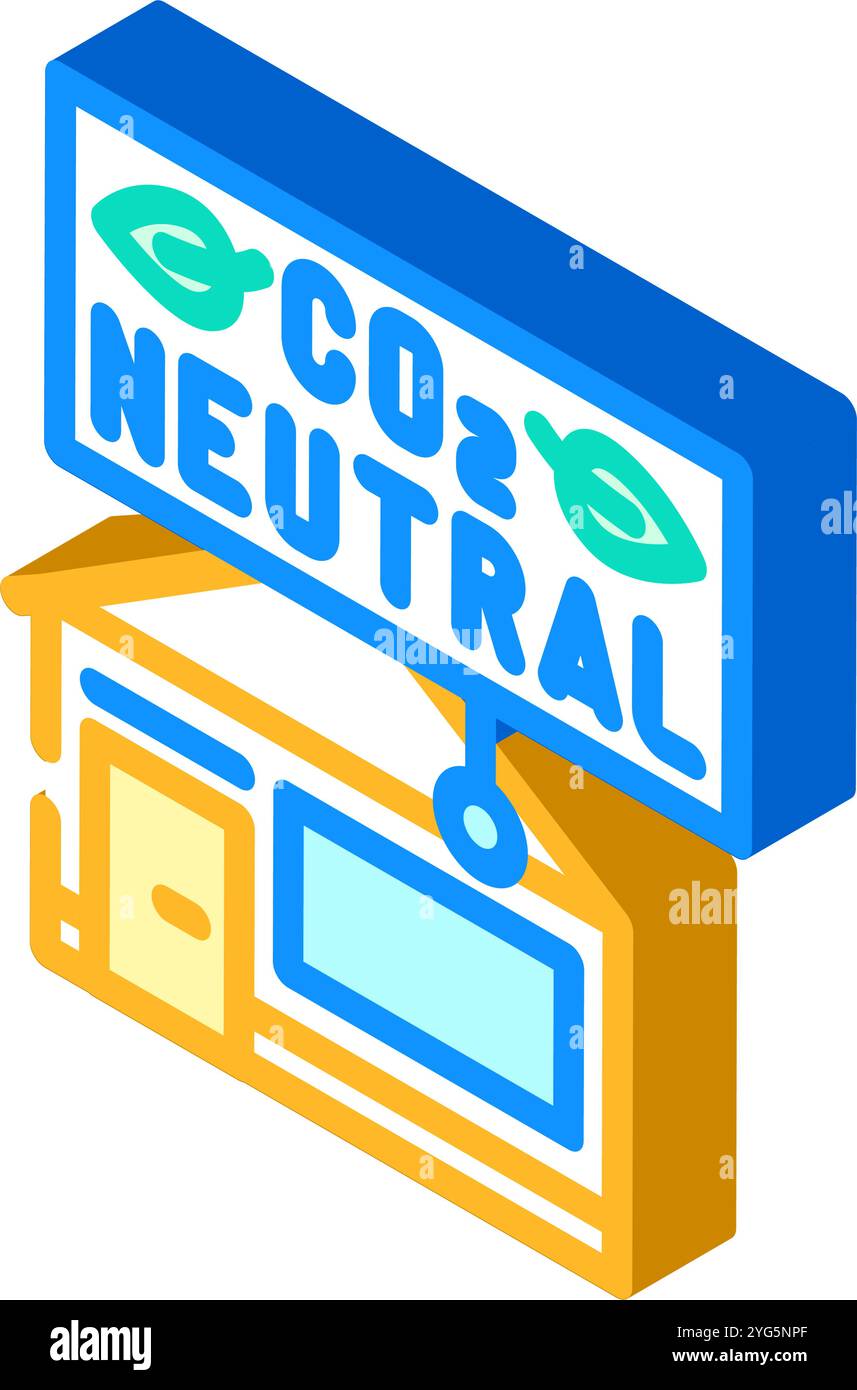 carbon neutral building green isometric icon vector illustration Stock ...