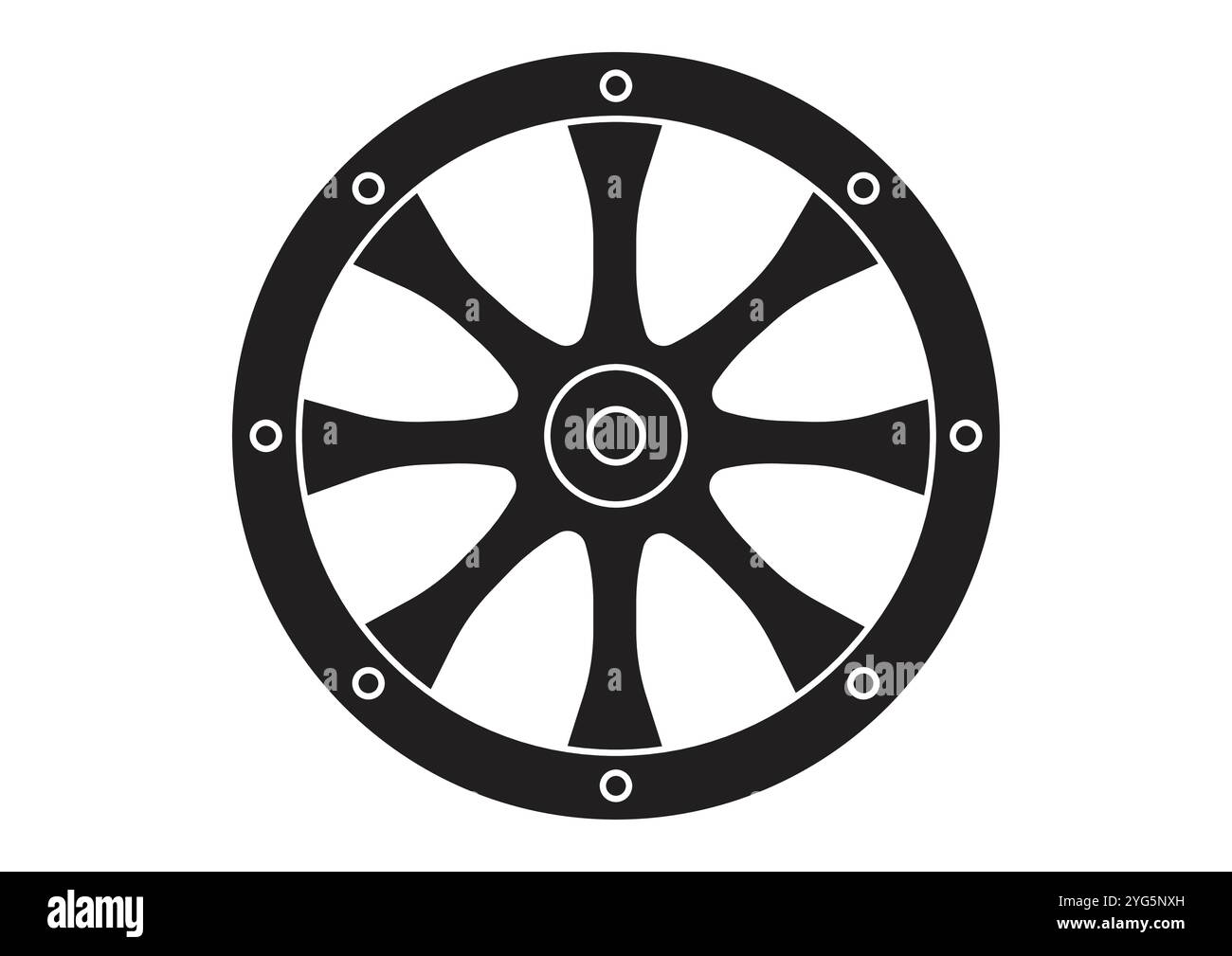 Old wheel vintage silhouette isolated on white background Stock Vector ...