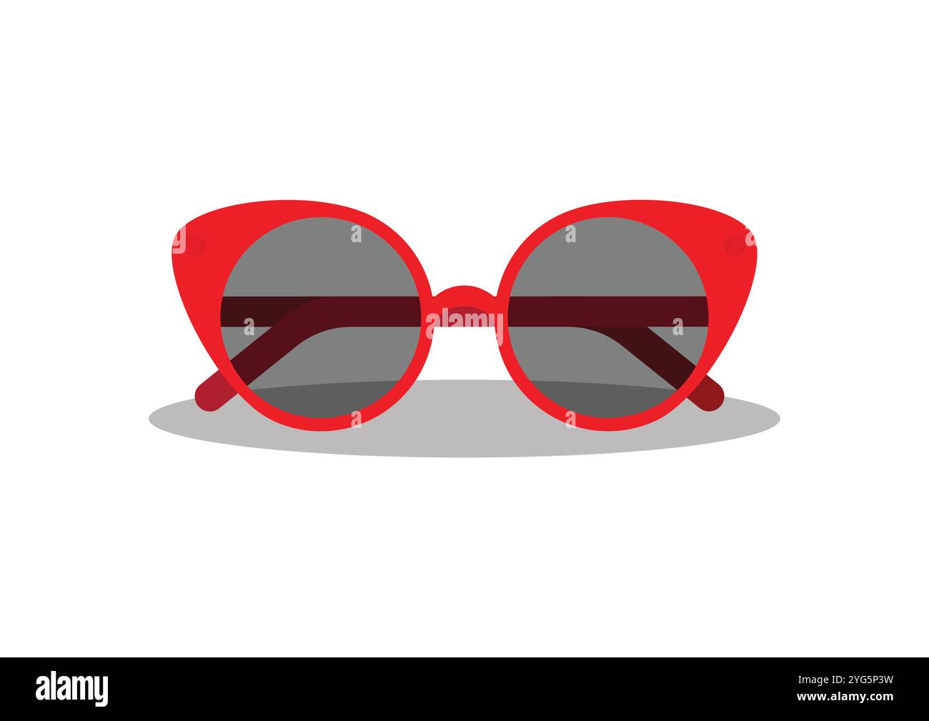 Red elegant sunglasses for women vector flat design isolated on white ...