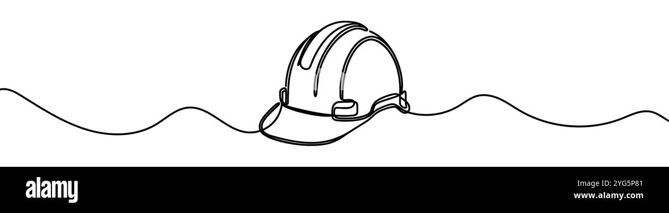 Single line drawing of a hard hat representing workplace safety and ...