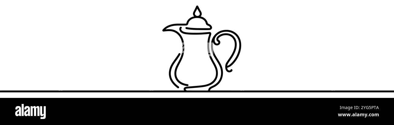 Minimalist continuous line drawing of a traditional arabic dallah ...