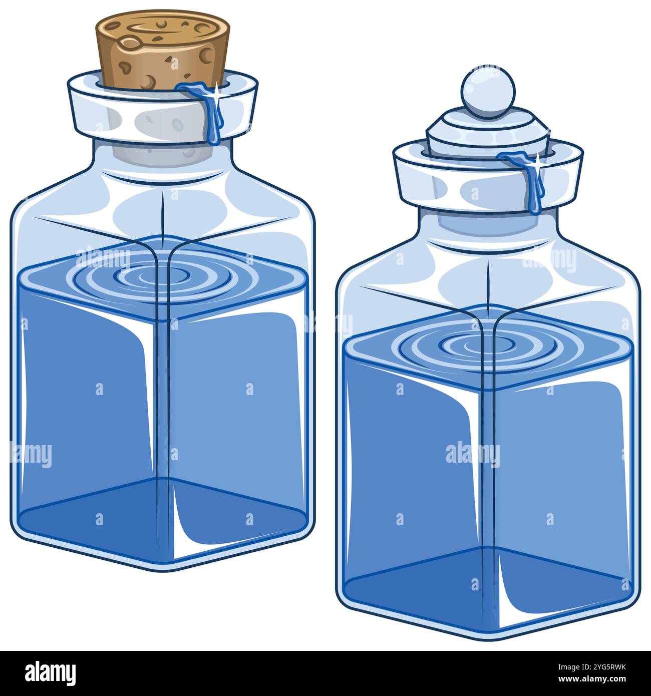 Glass bottle of liquid substances, magic potion containers with cork ...