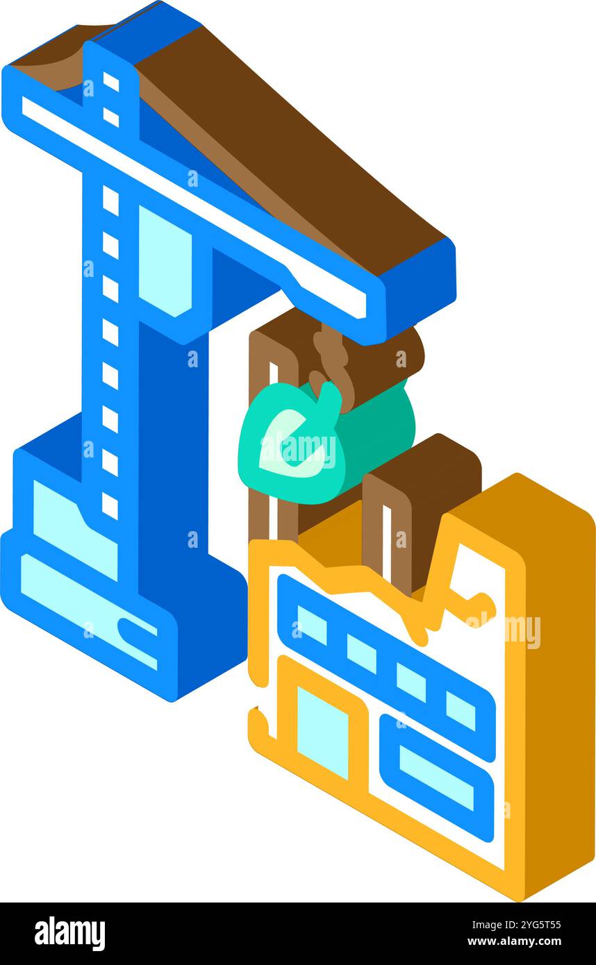 sustainable construction green building isometric icon vector ...