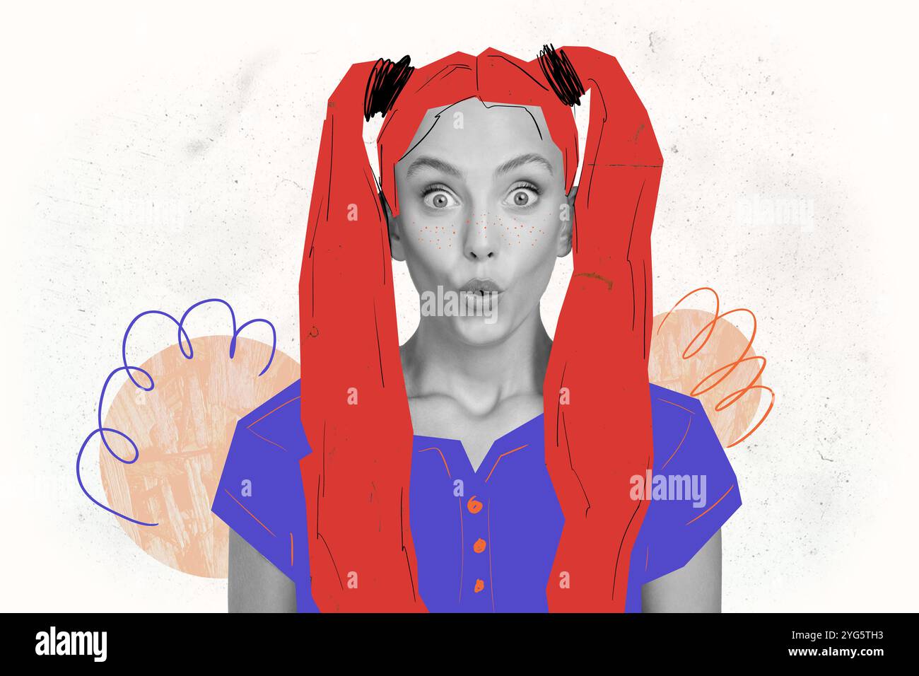 Composite trend artwork sketch image photo collage of young woman ...