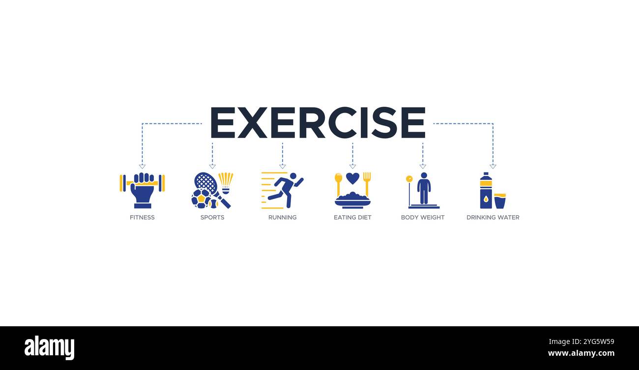 Exercise banner web icon vector illustration concept with icons of ...