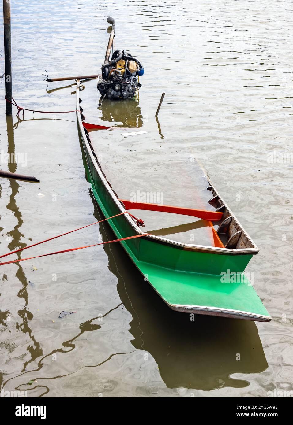 A traditional Thai long tail boat is sinking Stock Photo - Alamy