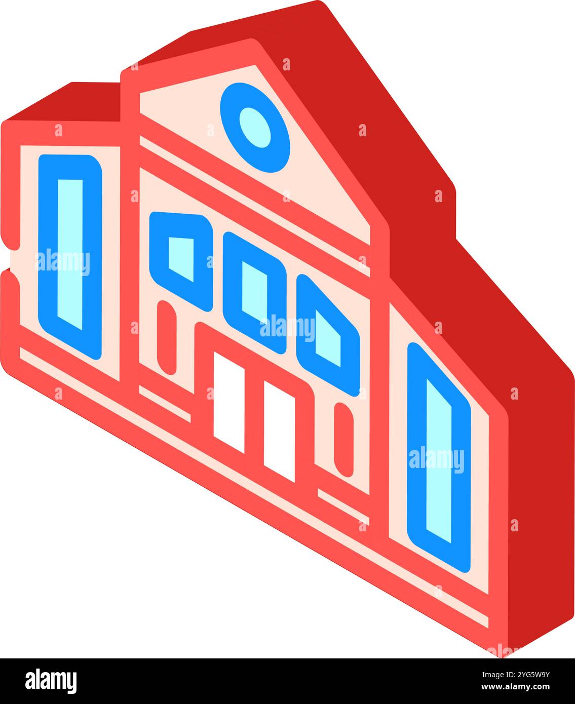 primary school building isometric icon vector illustration Stock Vector ...