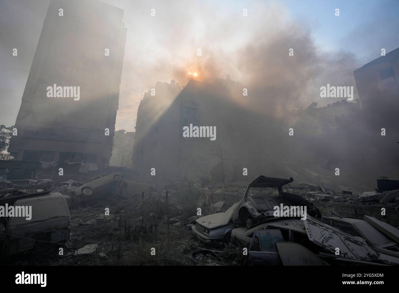 FILE - Smoke rises from the site of an Israeli airstrike in Dahiyeh ...