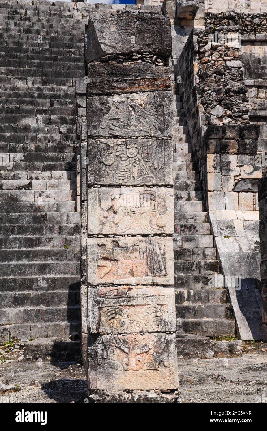 Chichen Itza, Quintana Roo, Mexico. June 01, 2011: Ancient carved stone ...