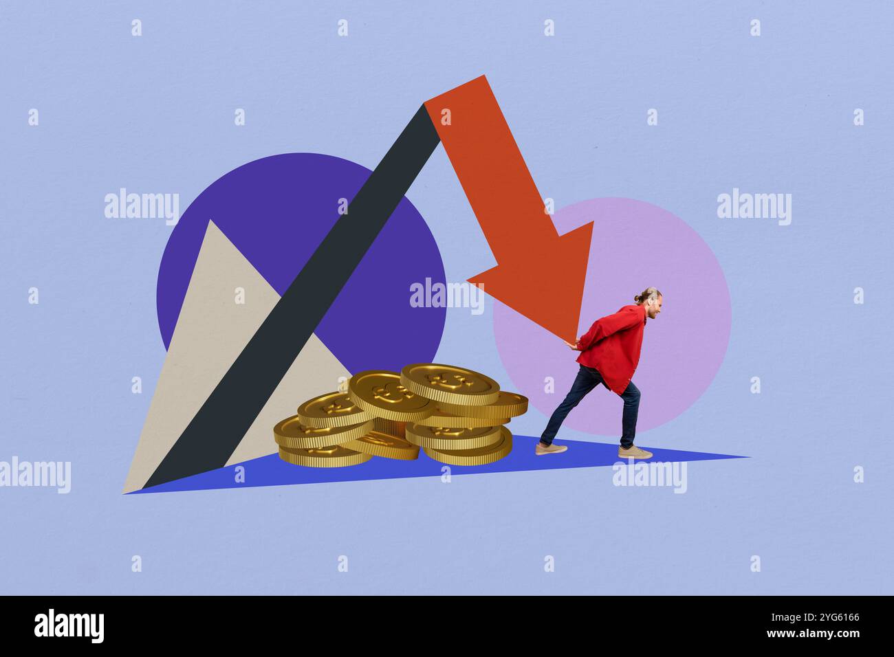 Composite trend artwork sketch photo collage of trader business arrow way direction down crisis ...