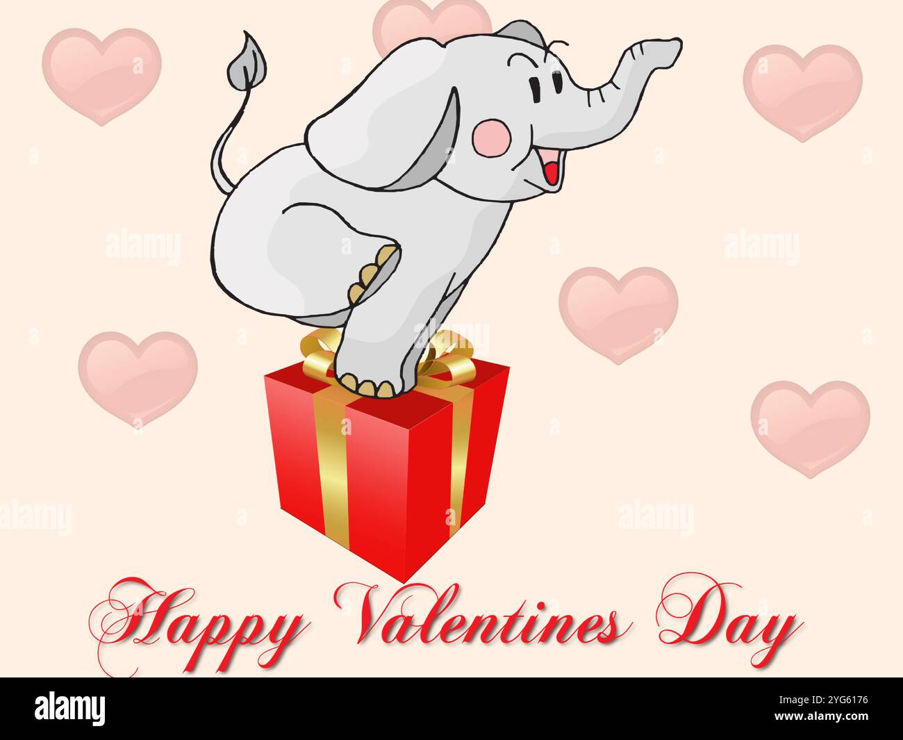 Cartoon elephant is on top of a red box. The box is on top of a pink ...