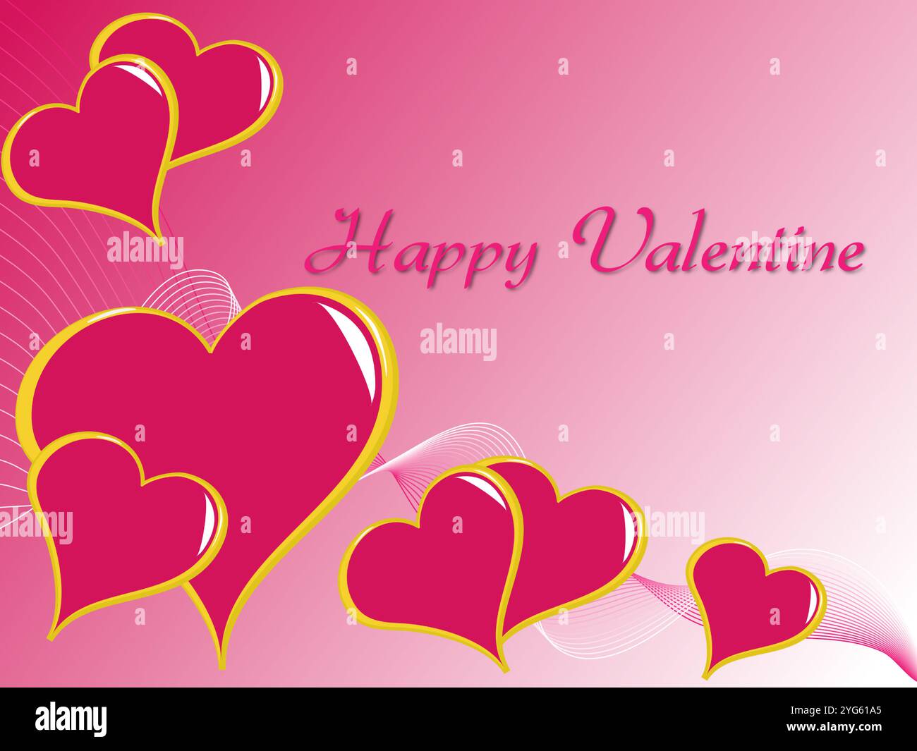 Pink background with hearts on it. The words "Happy Valentine" are ...