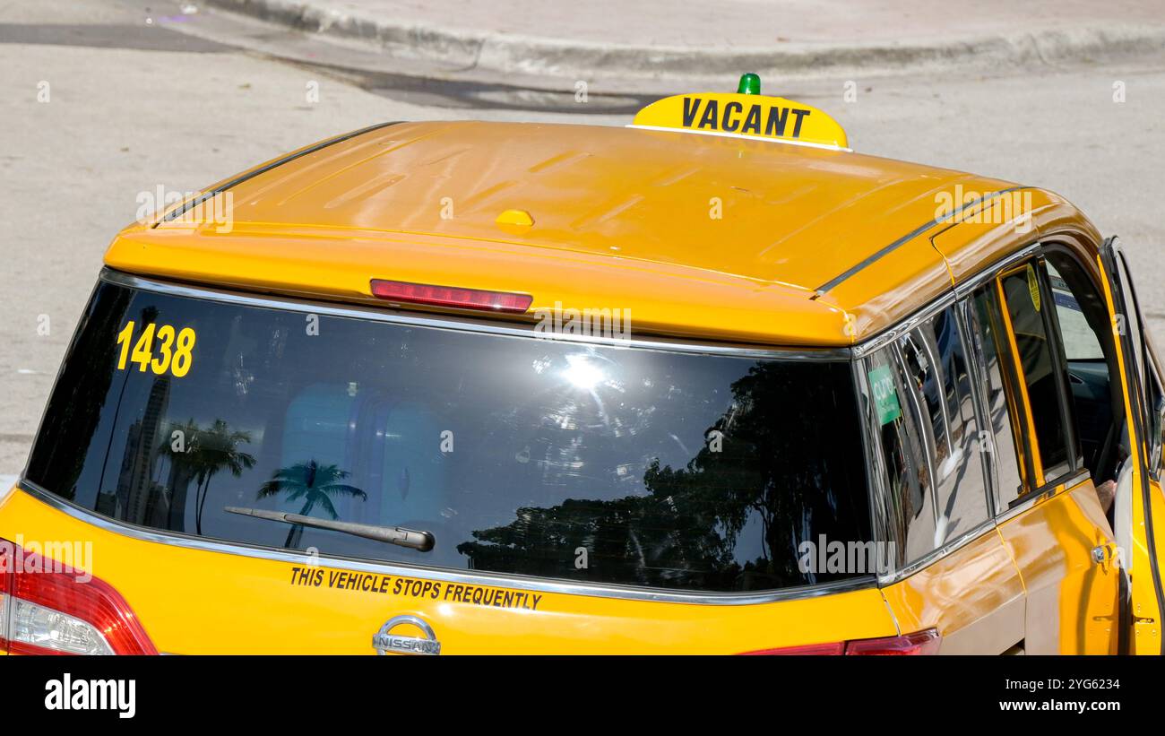Miami, Florida, USA - 1 December 2023: Close up rear view of a taxi in ...