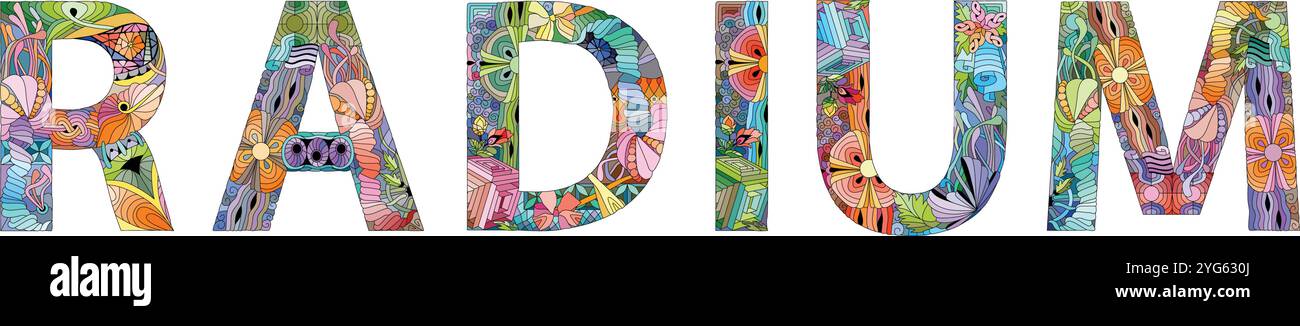 The word RADIUM. It is a chemical element. Colorful vector word ...