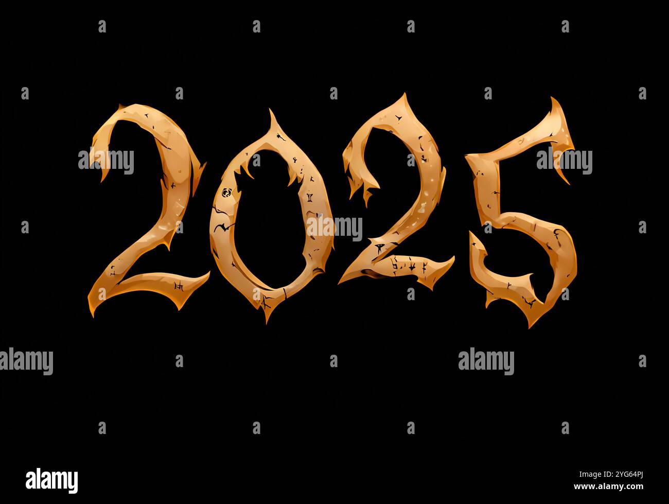 Magic font with the number 2025 on a black background, generated using ...