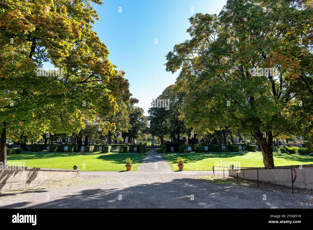 Autumn view of the Nordfriedhof, Northern Cemetery, with 34,000 burial ...