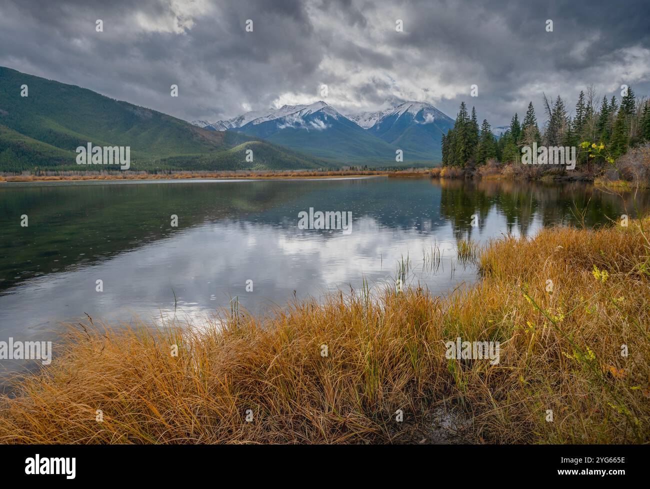 Vermilion Lakes with mountains in the background at Banff National Park ...