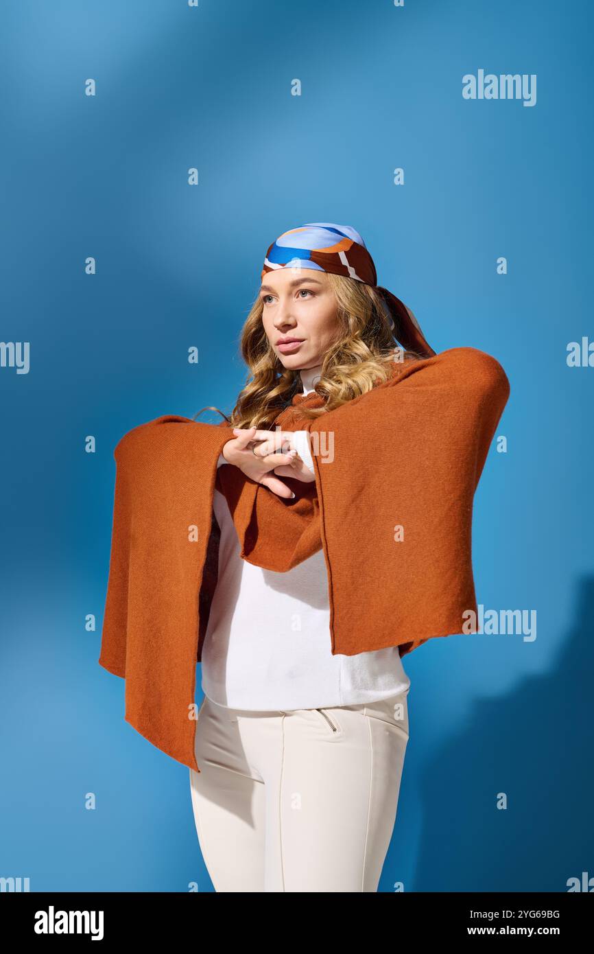 A confident young woman stands gracefully, showcasing her unique style ...