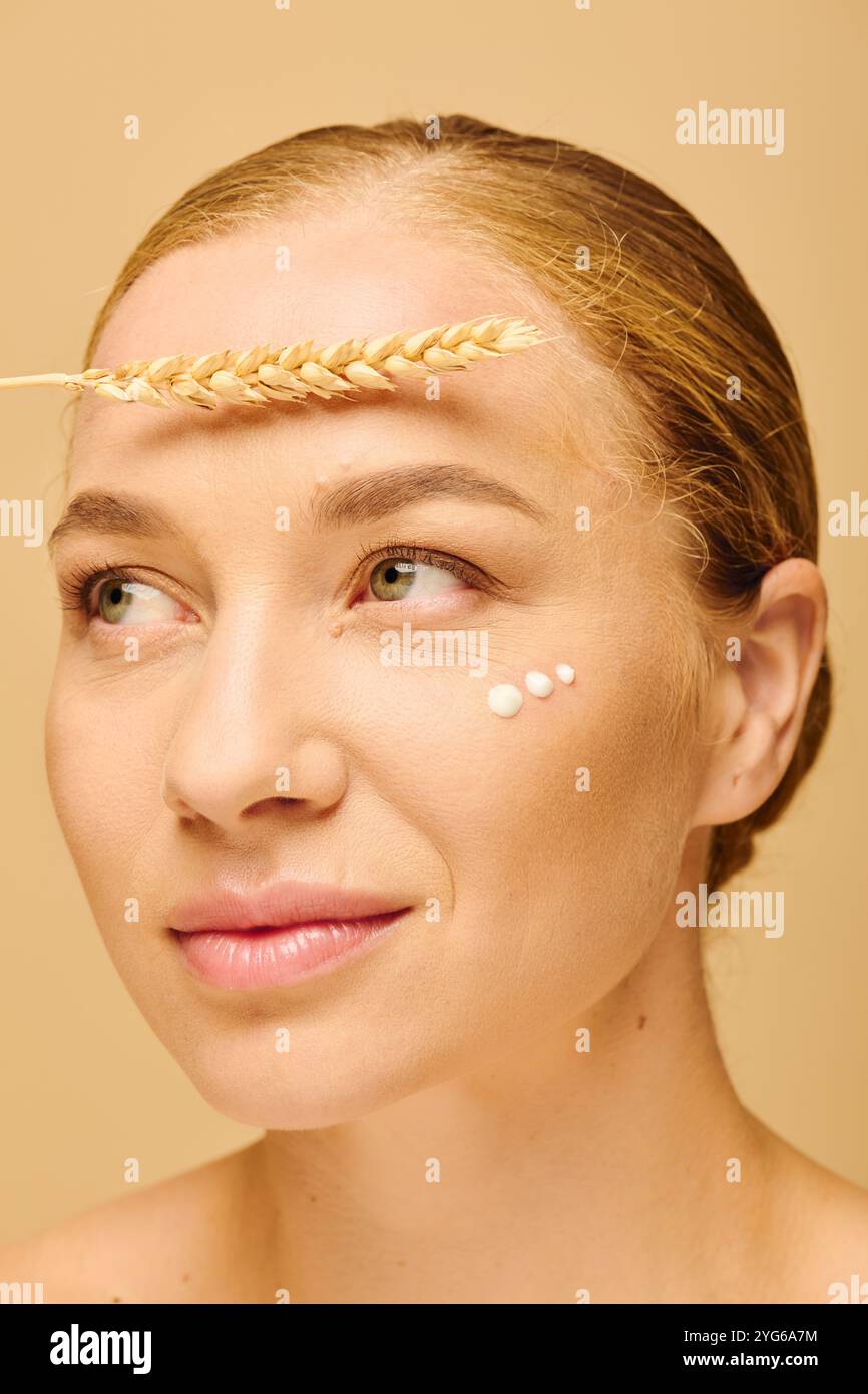 A young plus size woman displays her radiant beauty with braided hair ...