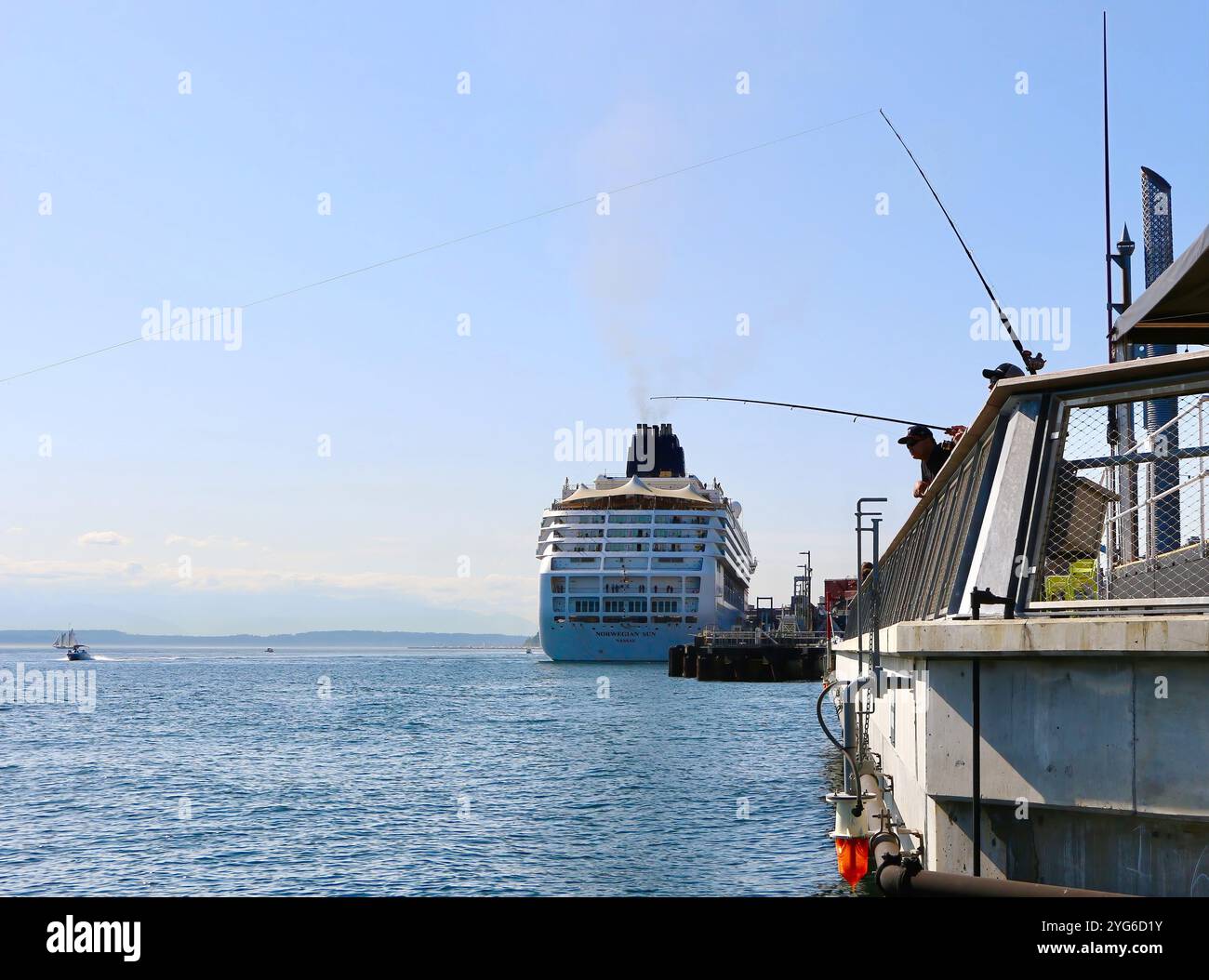Rear view of Norwegian Cruise Lines cruise ship Norwegian Sun moored ...