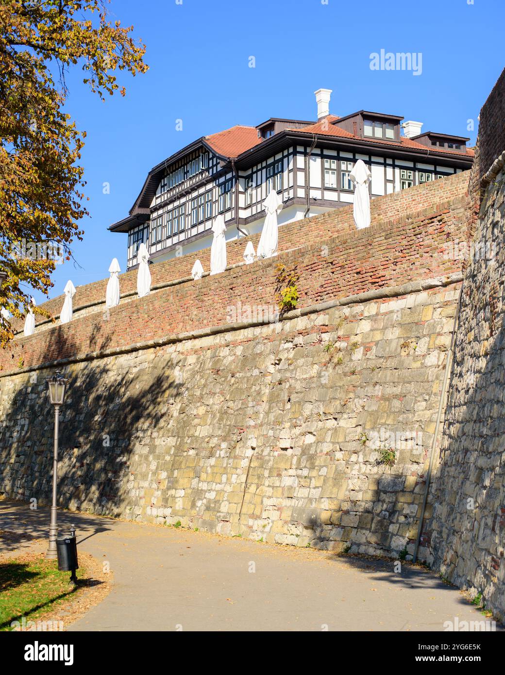 Remains of Historic Belgrade Fortress fortifications in Kalemegdan park ...