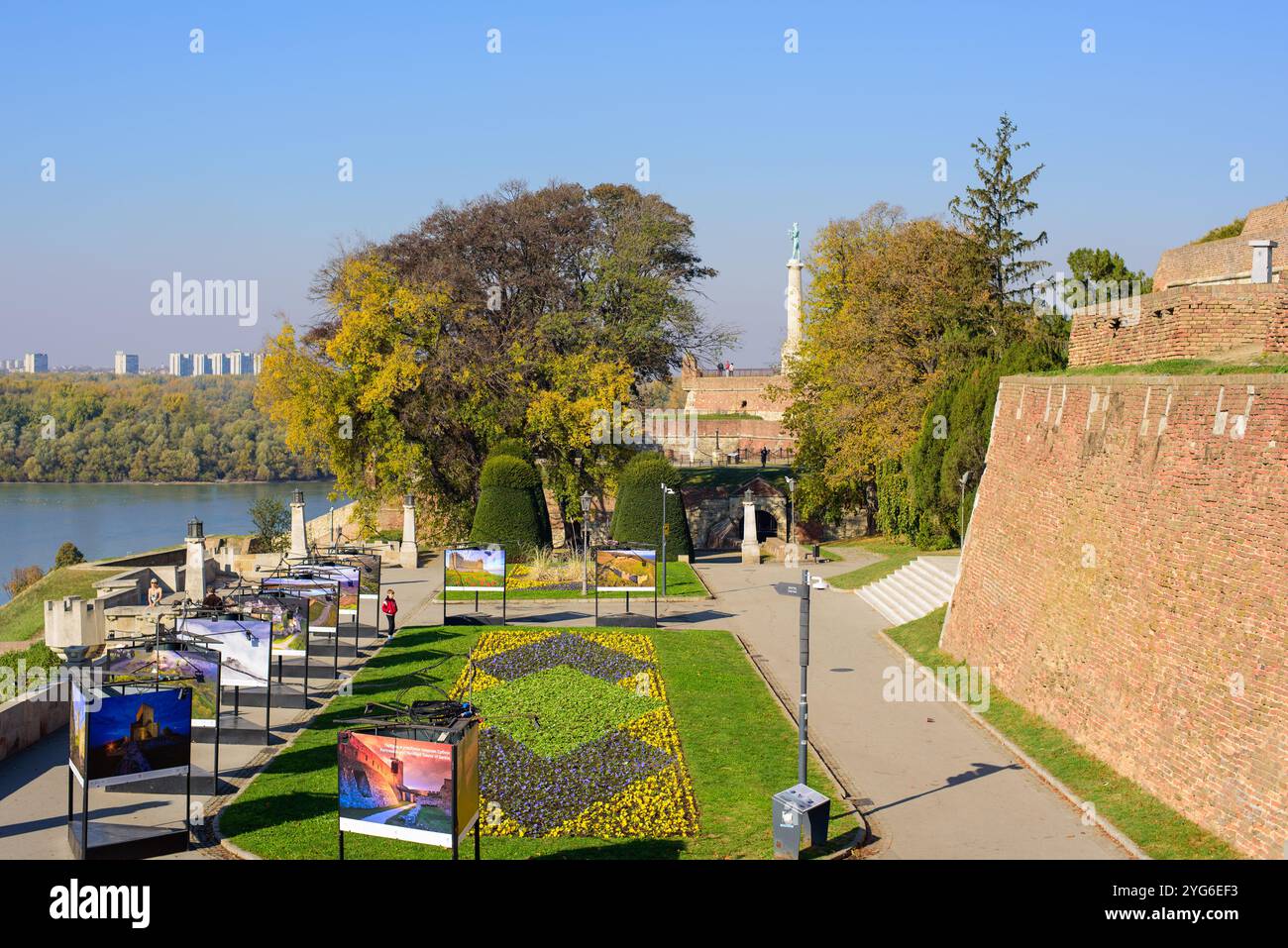 Remains of Historic Belgrade Fortress fortifications in Kalemegdan park ...
