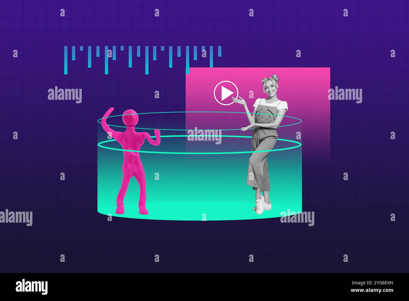 Composite trend artwork 3D sketch image photo collage of cyberspace ...