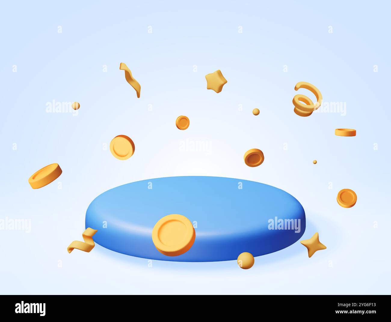 3D podium with flying coins and confetti around Stock Vector Image ...