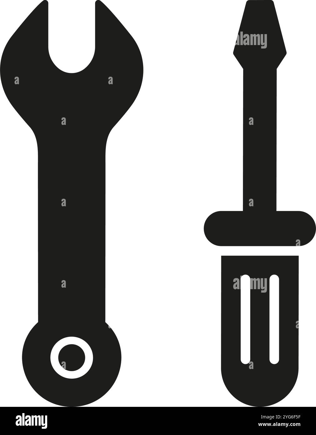 Wrench and Screwdriver Silhouette Icon for Repair Services. Tools Sign ...