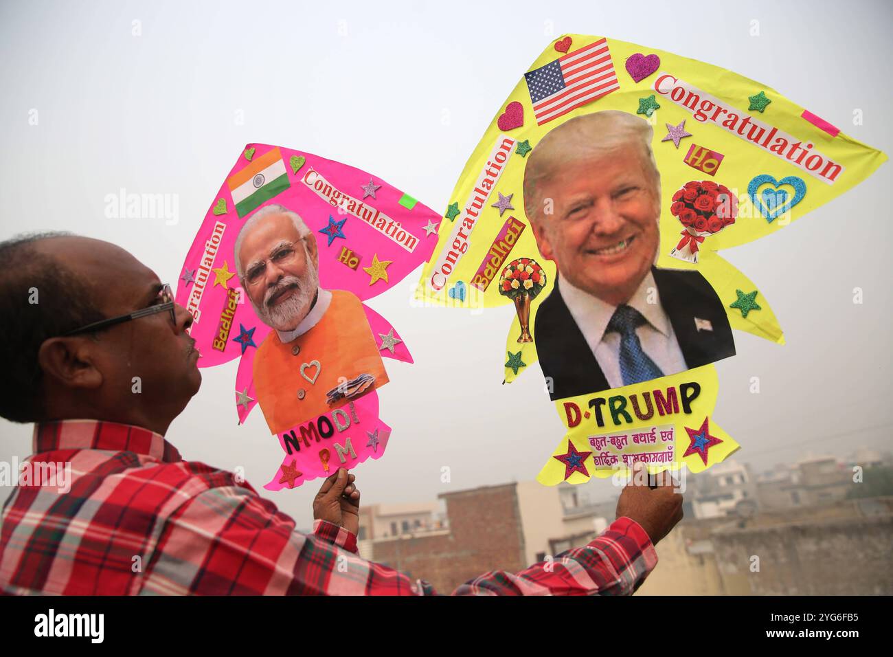 Kite maker s congratulatory message for Donald Trump in Amritsar, India ...