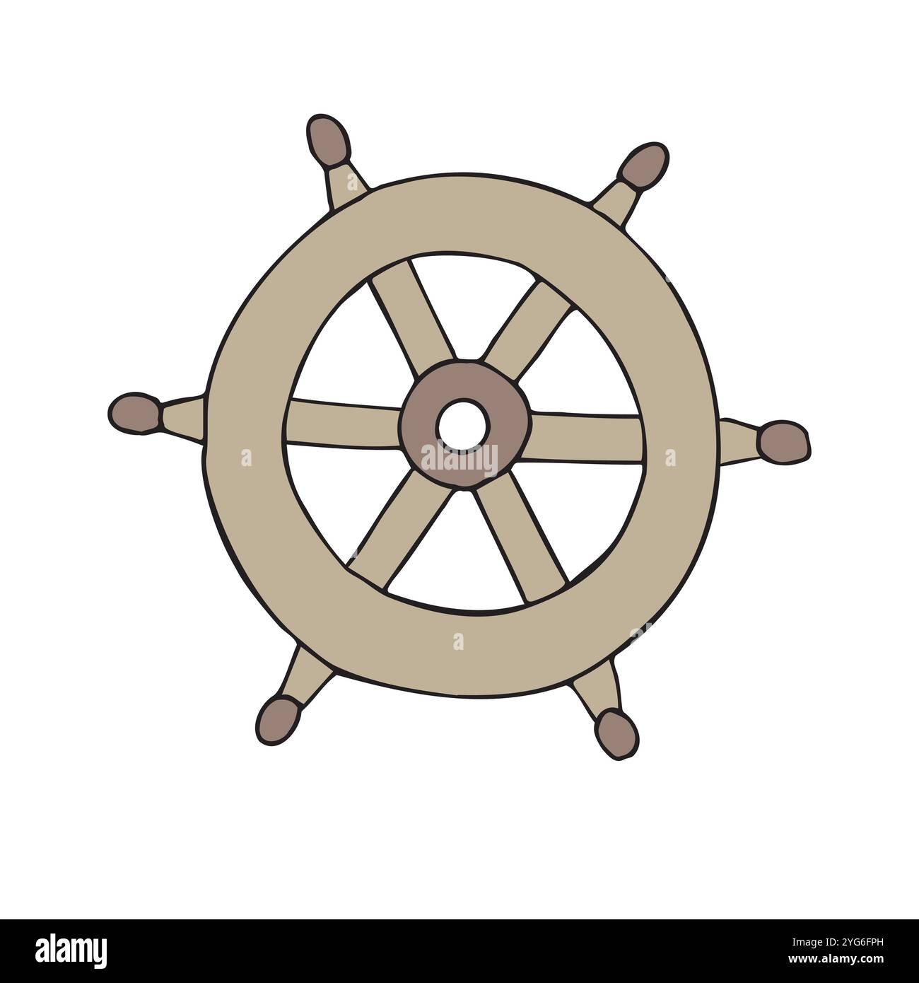Vector hand drawn sketch doodle colored ship rudder isolated on white ...