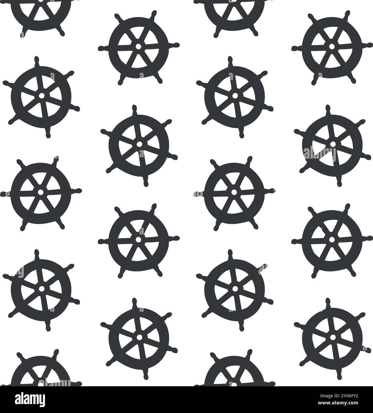 Vector seamless pattern of hand drawn ship rudder silhouette isolated ...