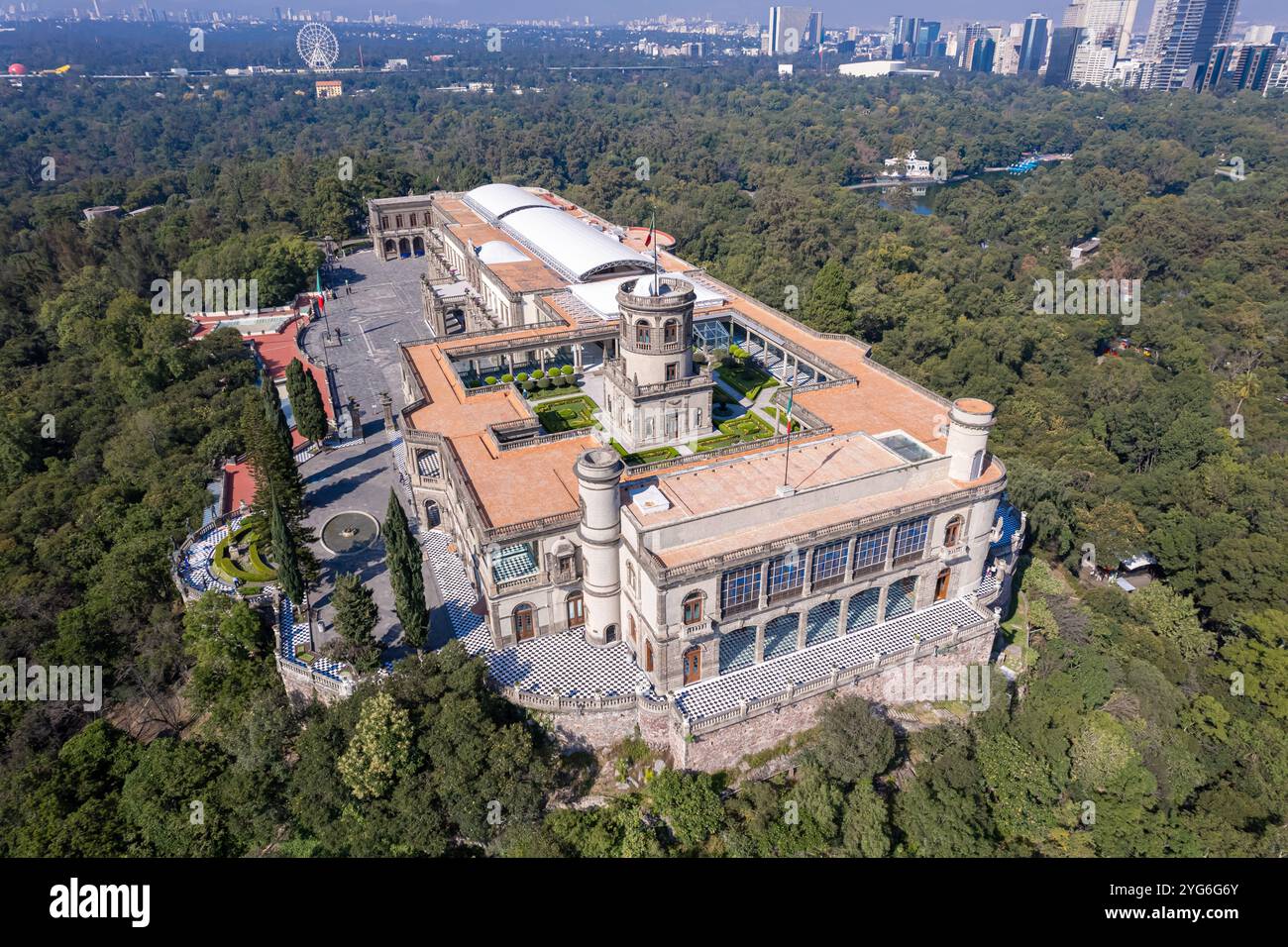 A stunning aerial view of Chapultepec Palace in Mexico City, showcasing ...