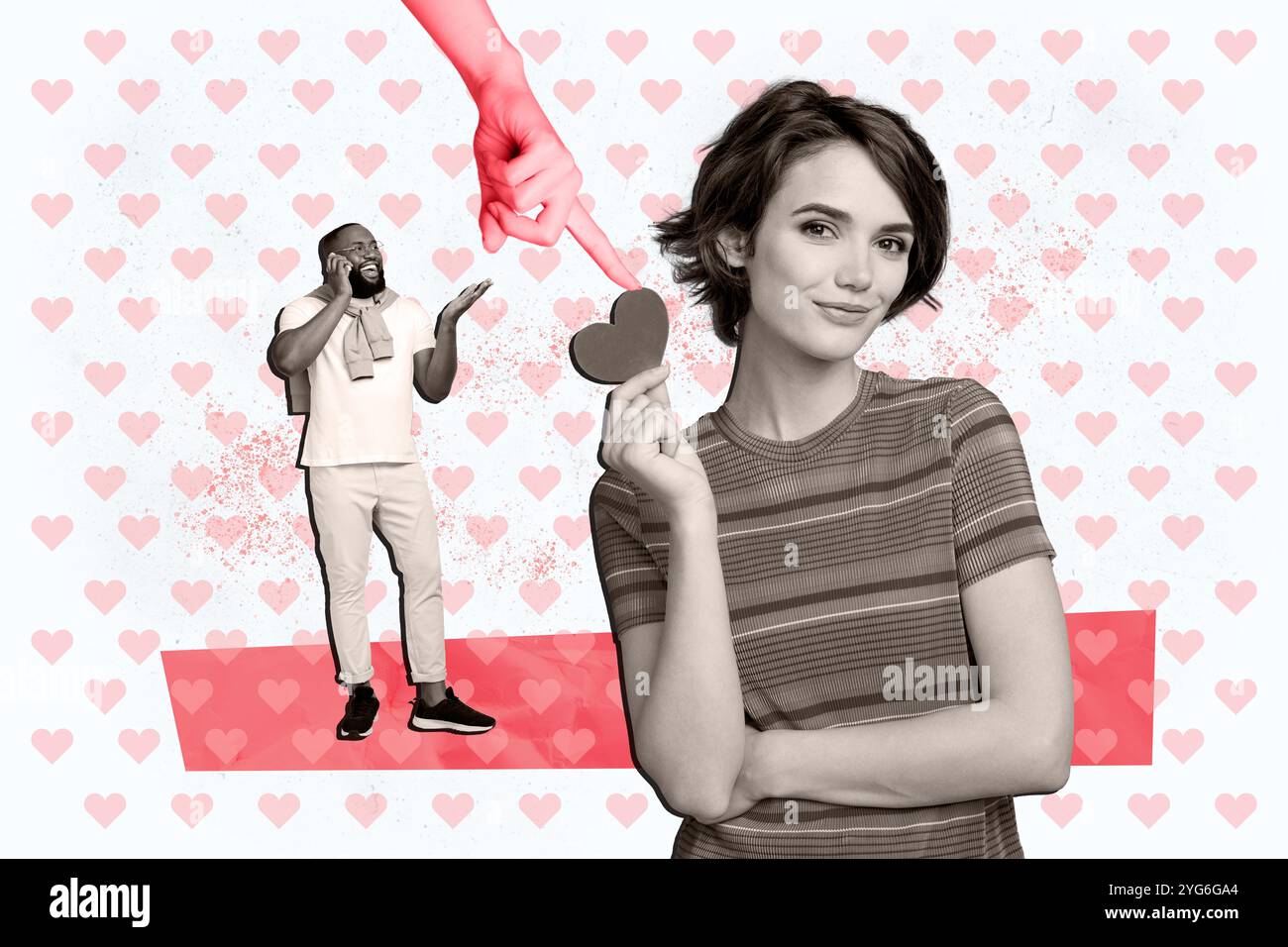 Composite trend artwork sketch image photo collage of valentine day ...