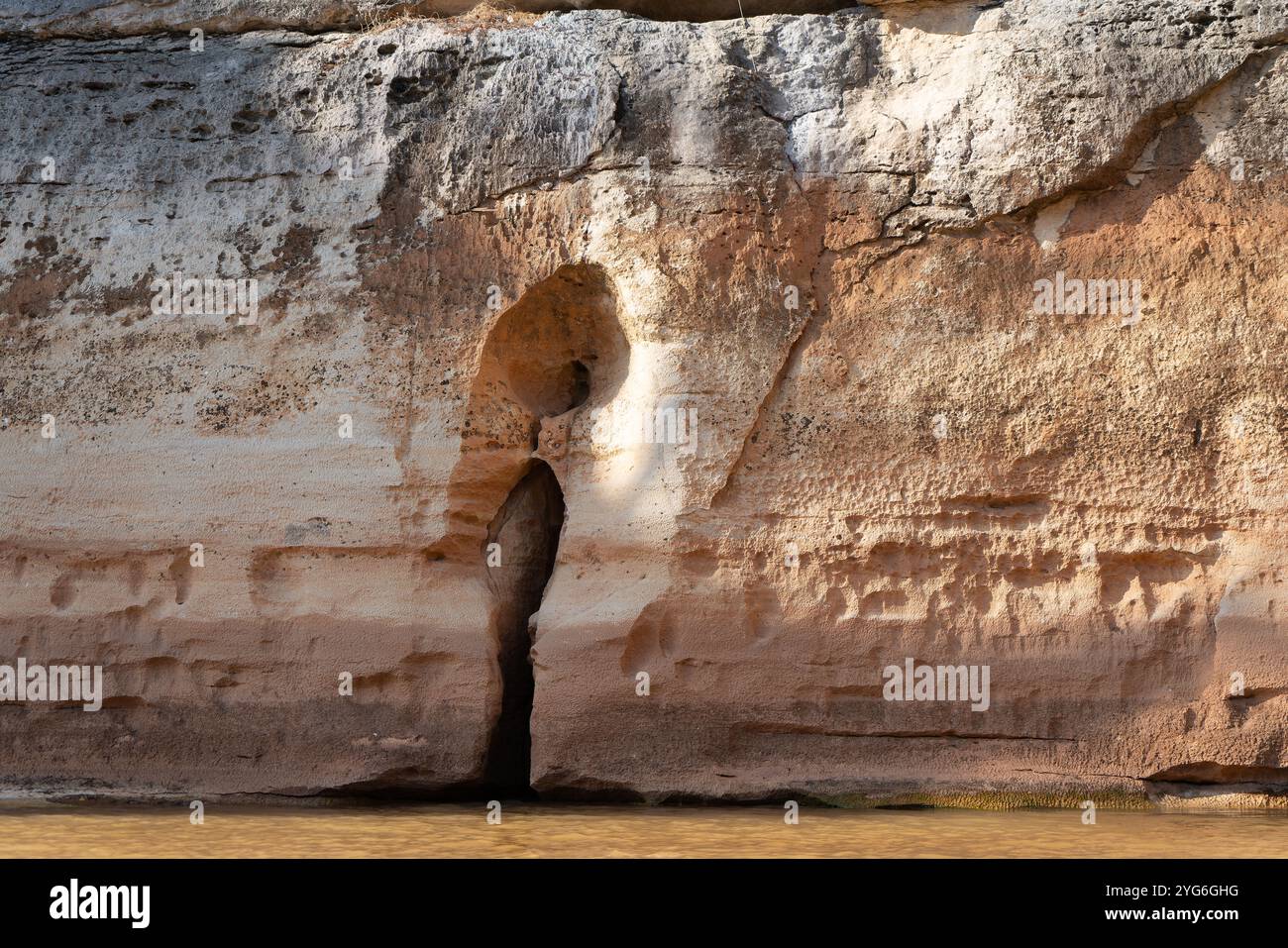 Limestone cliffs with unique erosion patterns and lush vegetation ...