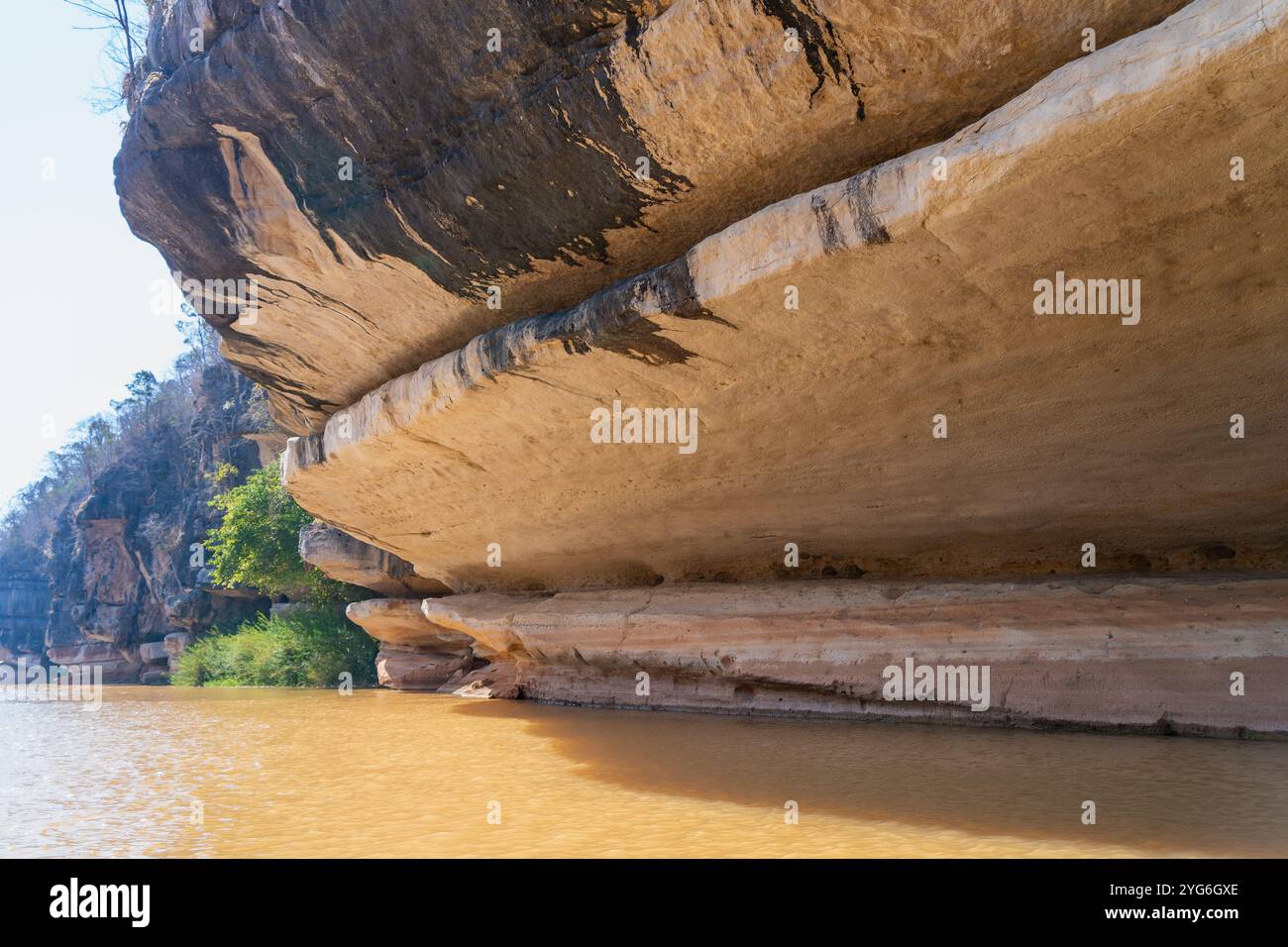 A view of the Manambulo River in Madagascar, showing the unique ...